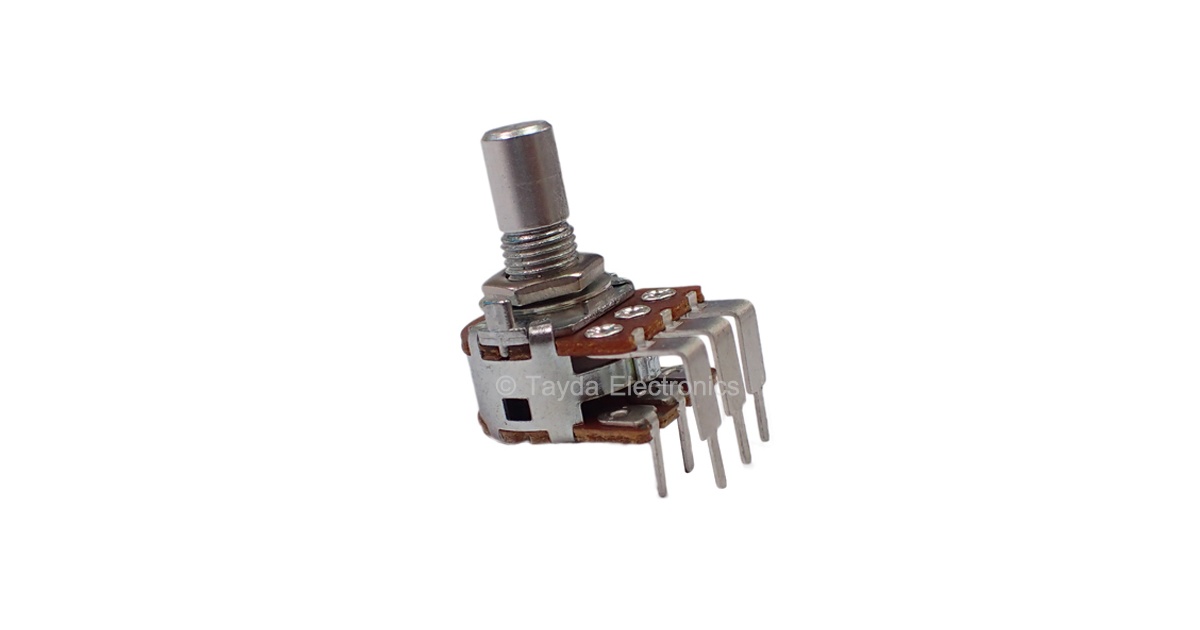 10K OHM Linear Dual Taper Potentiometer PCB Mount Round Shaft Dia: 6.35mm