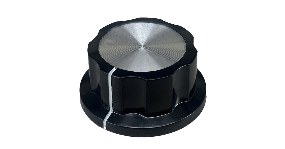 Boss Style Silver Top Black Knob 45mm