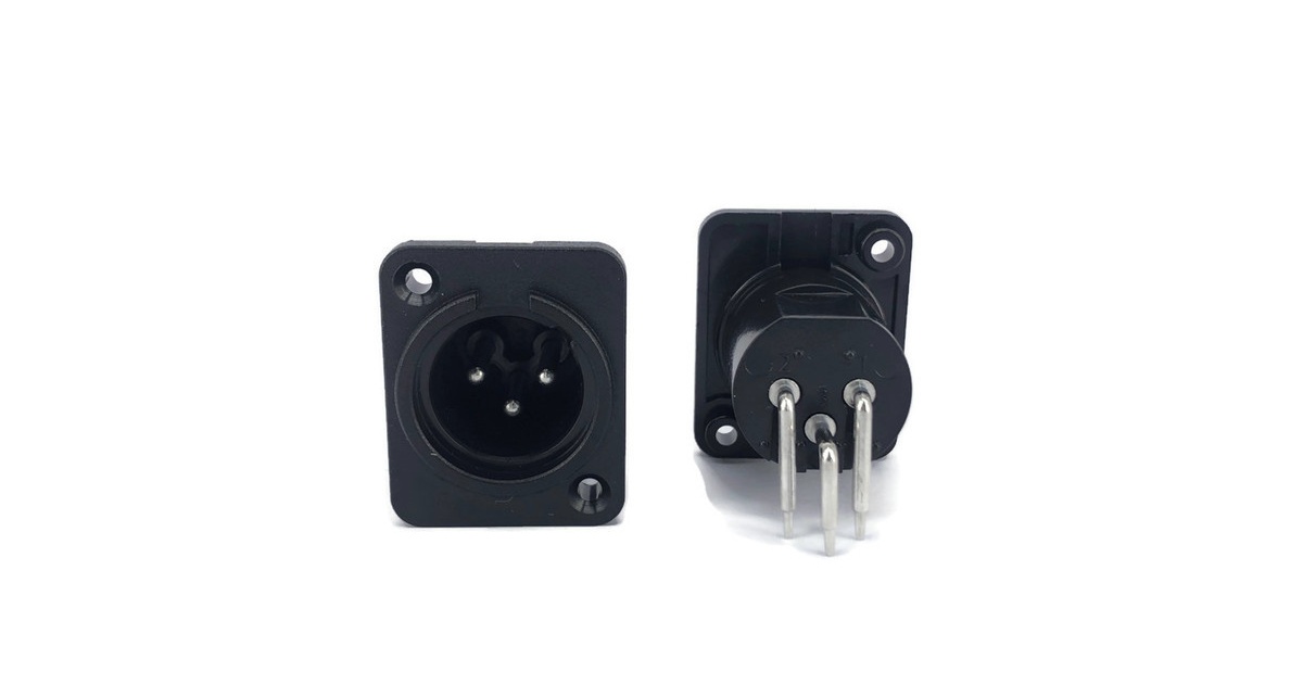3 Pin XLR Male Panel Mount Chassis Socket Right Angle