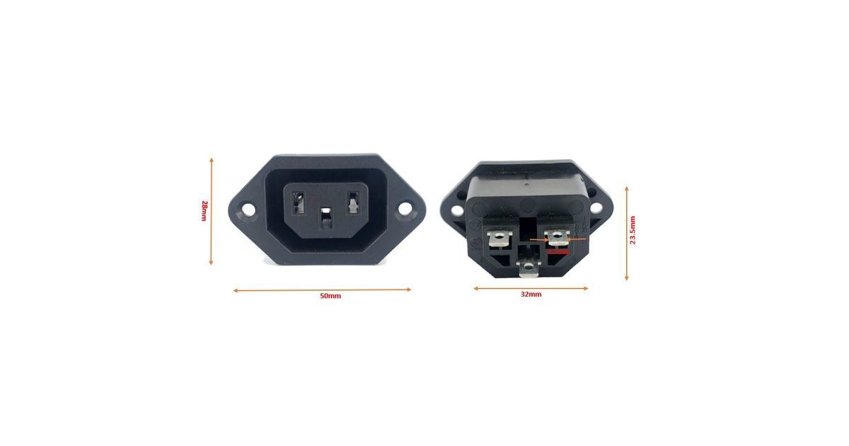 AC Power Socket Female Connector 3 Pins IEC320 10A 250V