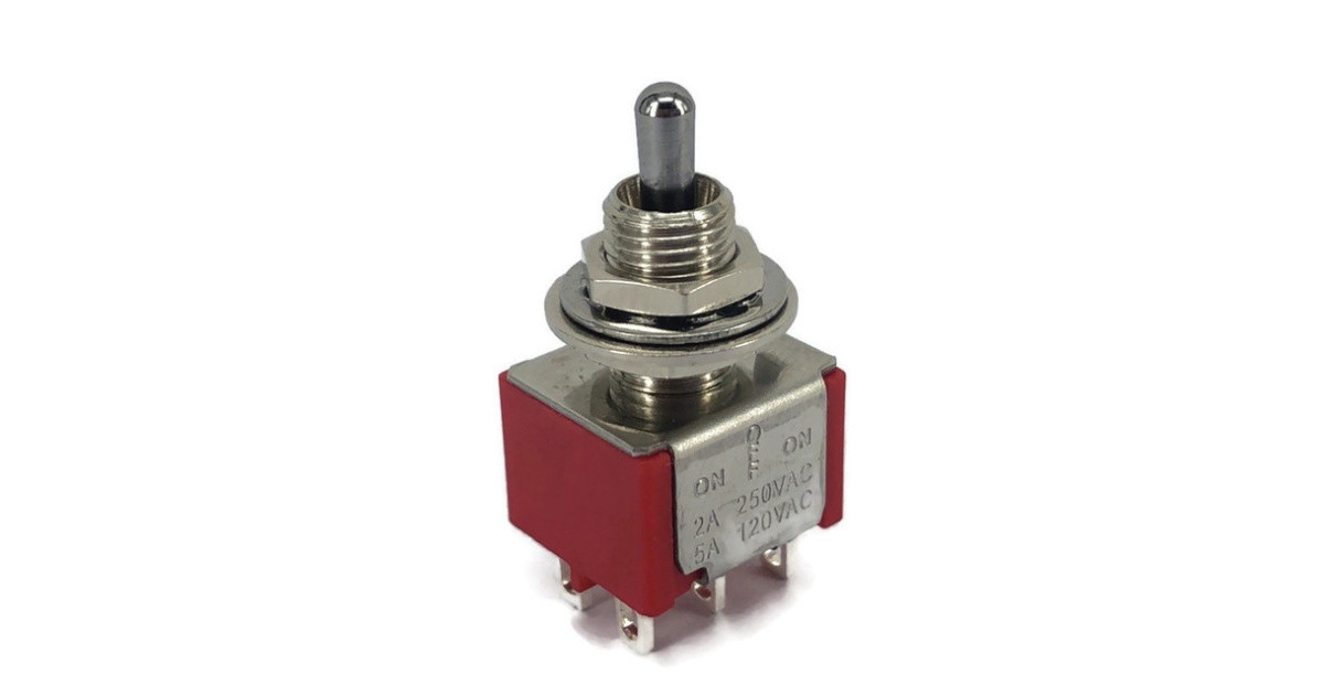 Mini Toggle Switch 1M Series DPDT On-Off-On Short Lever