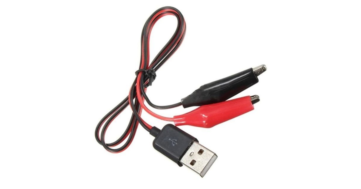 Alligator Clip to USB Male Cable Connector Total Length 60cm