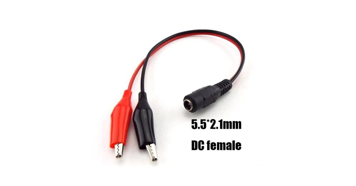 5.5*2.1mm Female plug to Alligator Clips Cable Connector Total Length 25cm