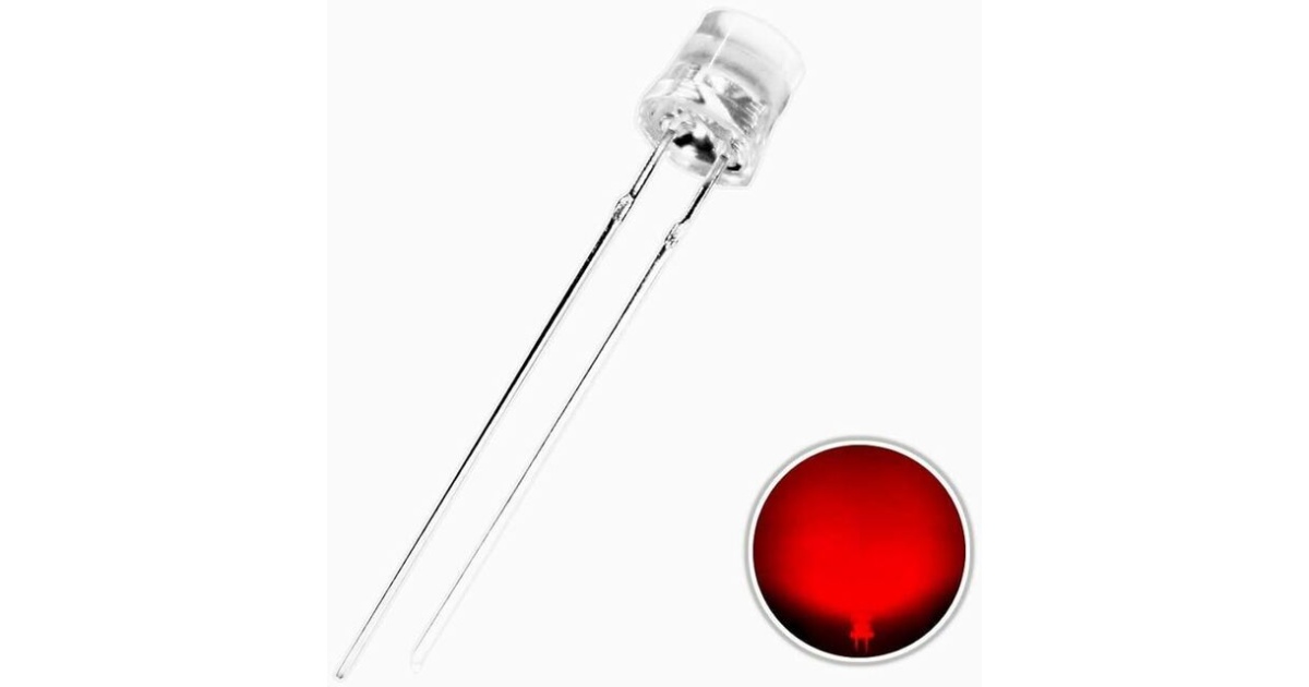 Flat Top RED LED 5mm Water Clear Lens