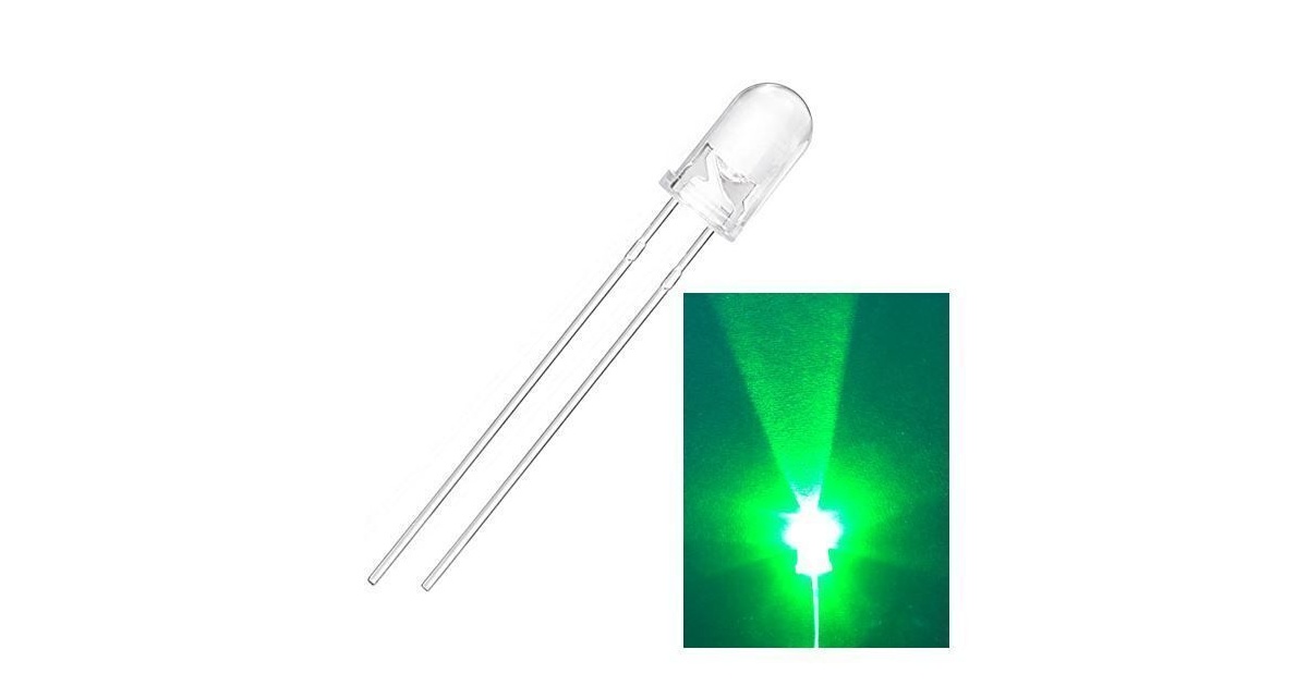 12V Green LED 5mm Water clear Lens