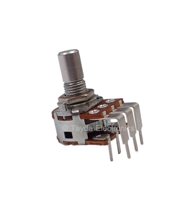 100K OHM Linear Dual Taper Potentiometer PCB Mount Round Shaft Dia: 6.35mm