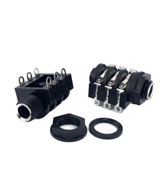 6.35mm 1/4" Stereo Insulated Socket Jack Solder Lugs