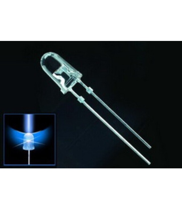 12V Blue LED 5mm Water clear Lens