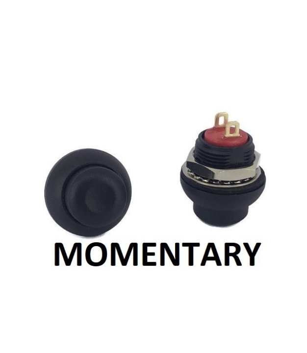 Push Button Switch OFF-(ON) Momentary SPST Black High Cap