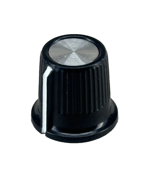 Black body Silver Top Knob 16x15MM Shaft 6.4mm